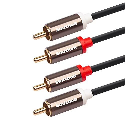 Smithok RCA Cables 3.3ft 2 Pack[Hi-Fi Sound, PVC Jacket, Shielded], 2-Male to 2-Male RCA Audio Stereo Subwoofer Cable Auxiliary Cord for Home Theater,Amplifiers,HDTV,Hi-Fi Systems,Speakers