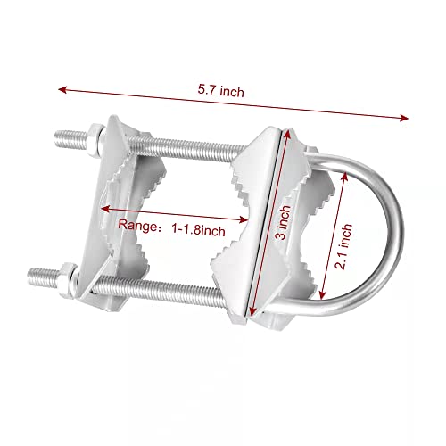 Slinkdsco Double Antenna Mast Clamp Heavy V-Jaw Bracket U Bolts Pipe Mounting Hardware for TV CB Ham Antenna Parasols Flags and Fishing Rods, Yagi WiFi Antenna Helium Miner Lora Antenna(2 Sets)