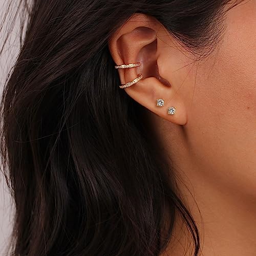 GGold Earrings for Women Trendy 14k Gold Plated Stud Earrings Earring Sets for Multiple Piercing Simple Flat Back Earrings Ear Cuff Cartilage Earrings for Women Gift for Her