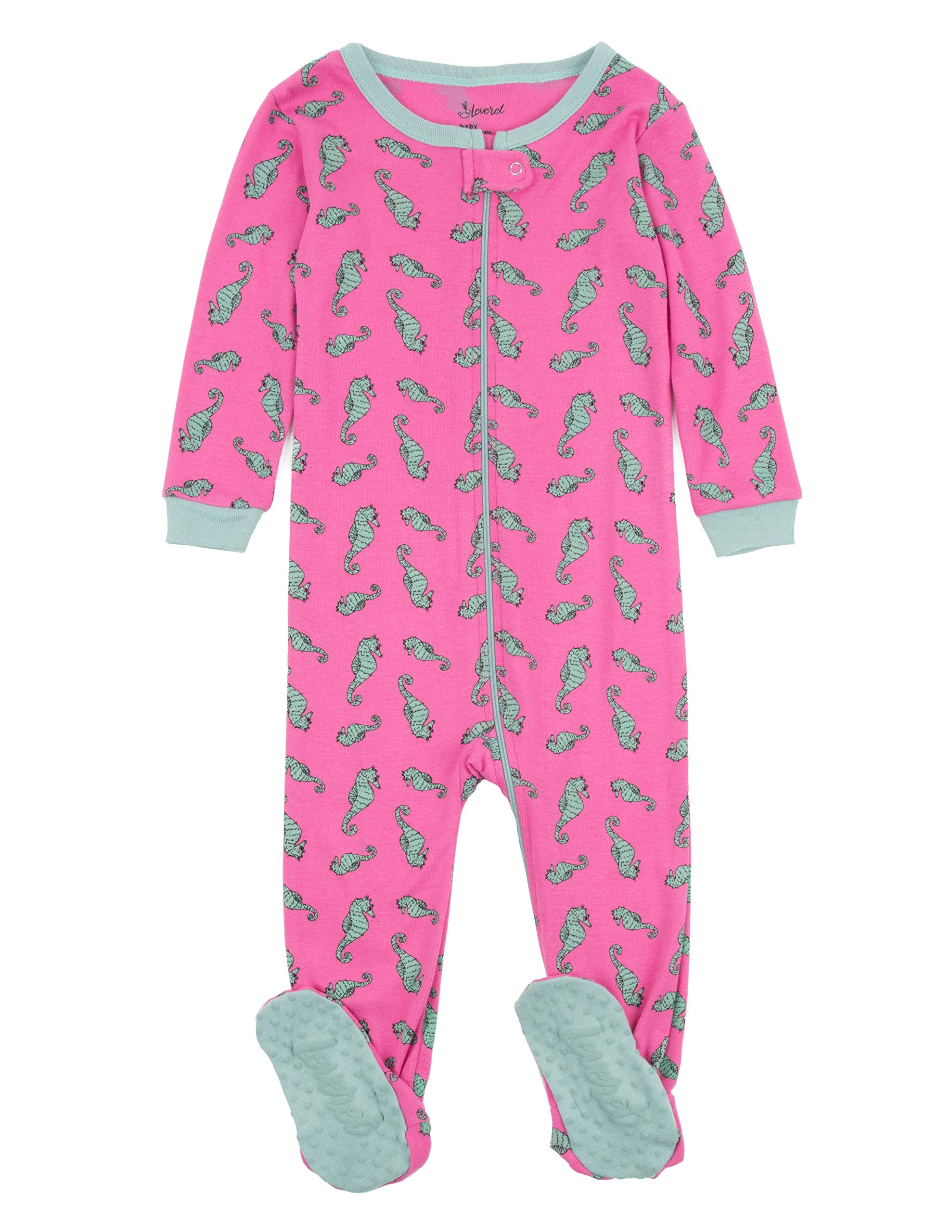 Leveret Kids Pajamas Baby Boys Girls Footed Pajamas Sleeper 100% Cotton (Sea Horse, Size 3 Toddler)