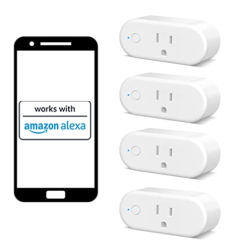 Alexa Smart Plugs by WISEBOT, Space-Saving Design, Also Works with SmartLife app, 4 Pack