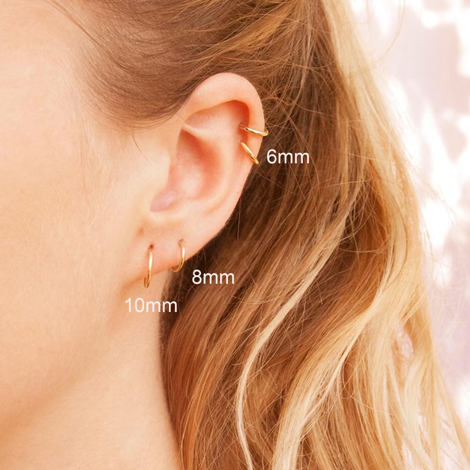 6 Pairs Gold Hoop Earrings Set, Opal/Pearl/Cubic Zirconia Stud Earrings for Sensitive Ears Hypoallergenic Small Huggie Hoop Earrings for Women Flat Back Earrings for Cartilage Helix Multiple Piercing