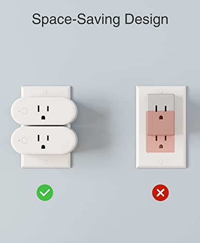Alexa Smart Plugs by WISEBOT, Space-Saving Design, Also Works with SmartLife app, 4 Pack