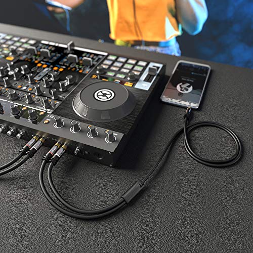 KabelDirekt – 15ft Long – Aux/3.5mm to RCA/Phono Male Adapter Cable, 2× RCA/Phono Plugs (Y Splitter Audio Cable, Connects Smartphones/notebooks and Other Equipment to Hi-Fi Systems/Speakers, Black)