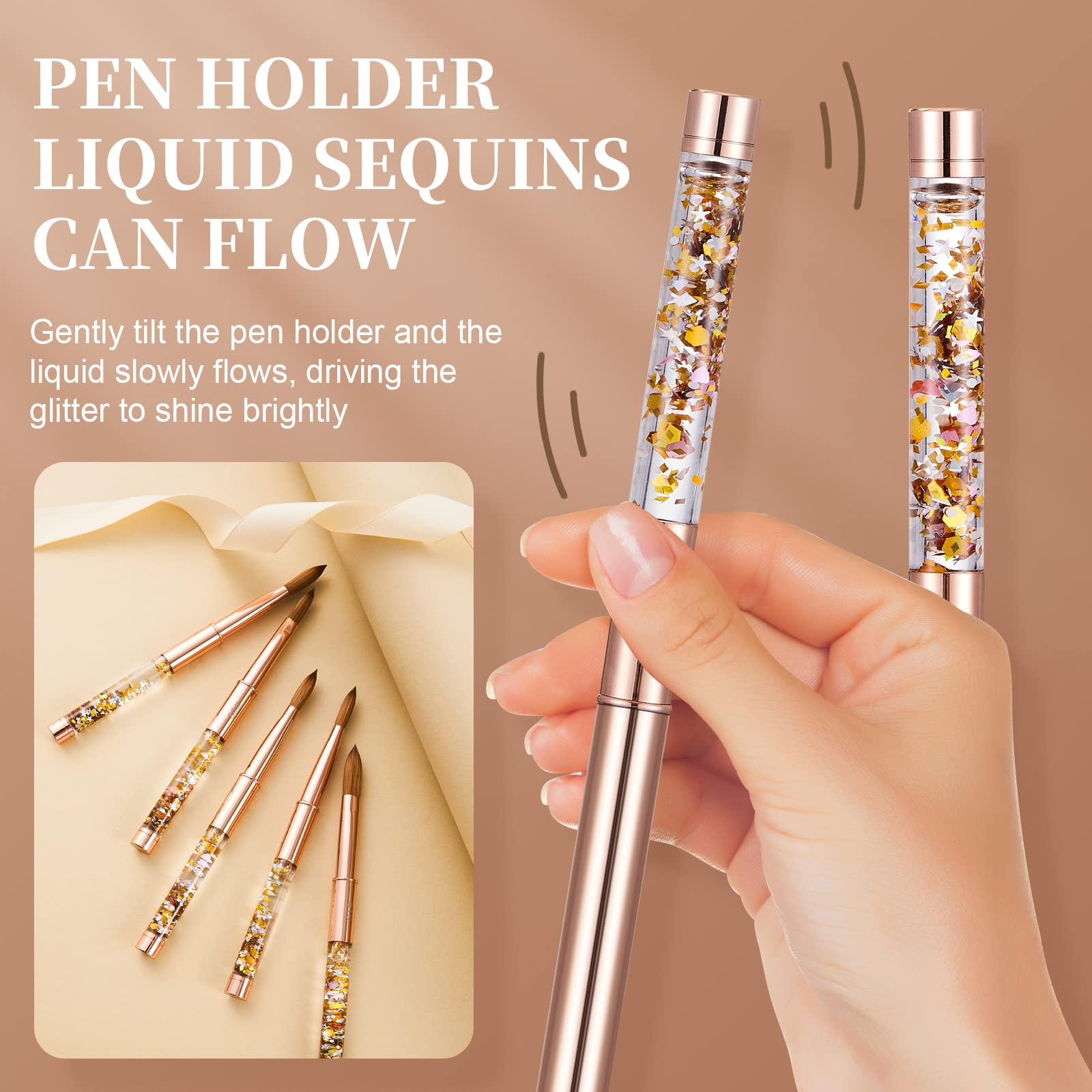 Acrylic Nail Brush Size 10,KEMEISI 100% Pure Kolinsky Nail Art Brushes Sturdy Handle Oval Shaped Acrylic Powder Nail Design Tools for Professional Manicure DIY Home Salon (Gold)