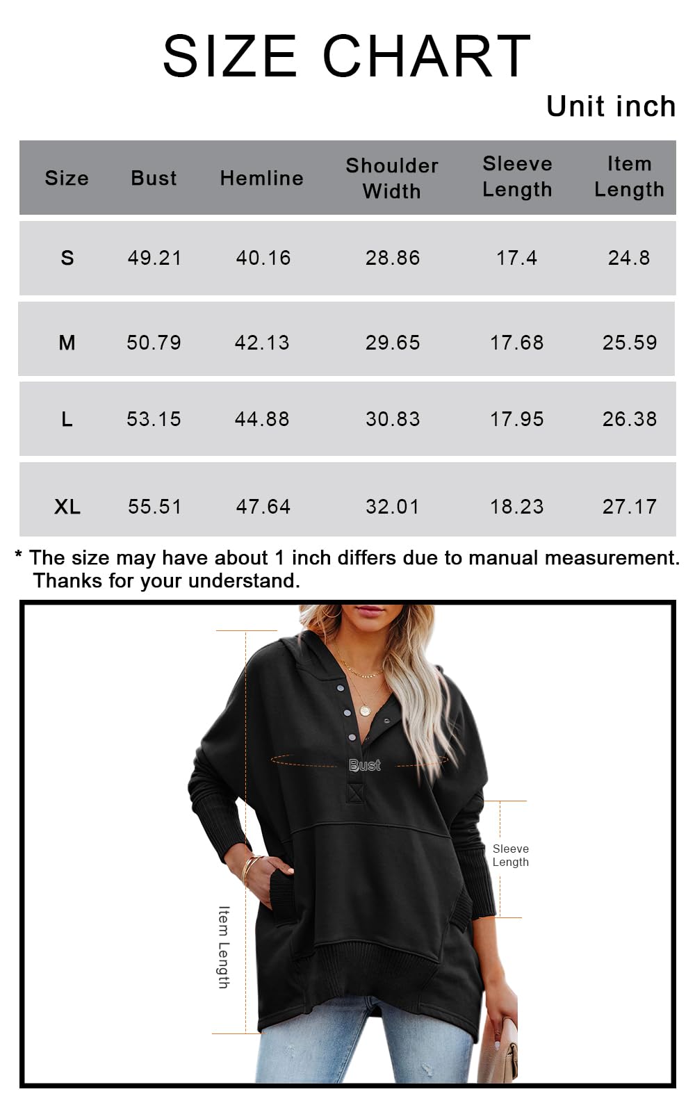 PRETTYGARDEN Loose Casual Button V Neck Hoodies for Women Long Sleeve Oversized Pullover Sweatshirt Hooded Tops Fall with Pockets (Bean Green,Large)