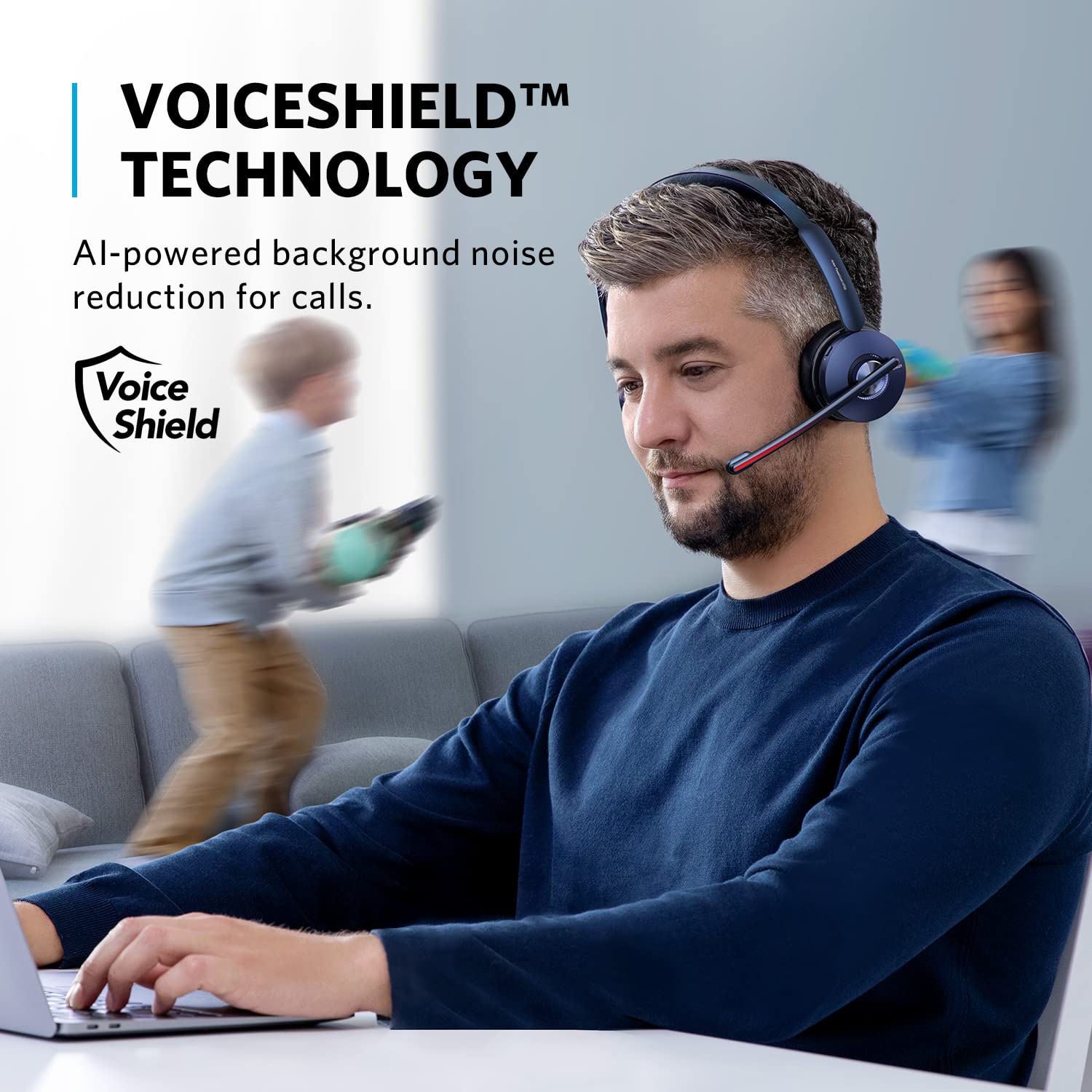 Anker PowerConf H700 with Charging Stand, Bluetooth Headset with Microphone, Active Noise Cancelling, Audio Recording and Meeting Transcription, AI-Enhanced Calls, Compatible with Conference Platforms