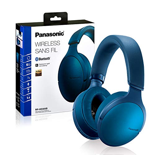 Panasonic Premium Hi-Res Wireless Bluetooth Over The Ear Headphones with 3D Ear Pads and 3 Sound Modes - RP-HD305B-A (Blue)