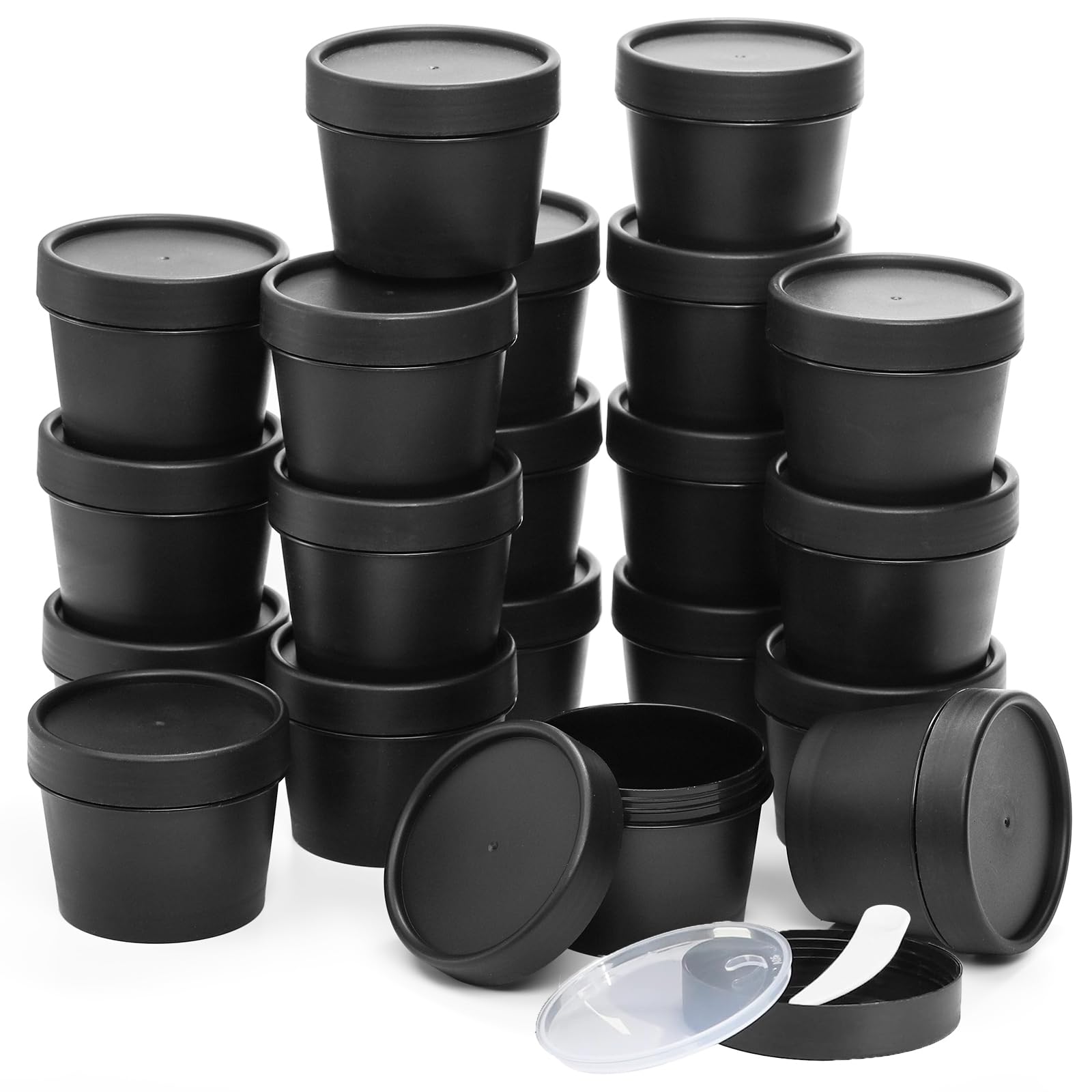 Nicunom 20 Pack Plastic Cosmetic Container Jars, 3.5 Oz Leakproof Lotion Container Travel Storage Jars Refillable Plastic Jars with Lids for Ointment, Cream, Makeup, Slime, Beauty Product