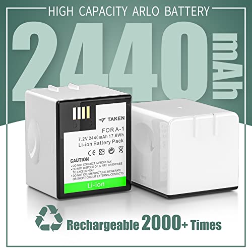 Arlo Pro Battery TAKEN 2-Pack 2440mAh Arlo Batteries with LCD Dual Arlo Battery Charger Camera Rechargeable Battery for Arlo Pro and Pro 2(NOT Compatible with Arlo Ultra 2, Arlo Pro 3)