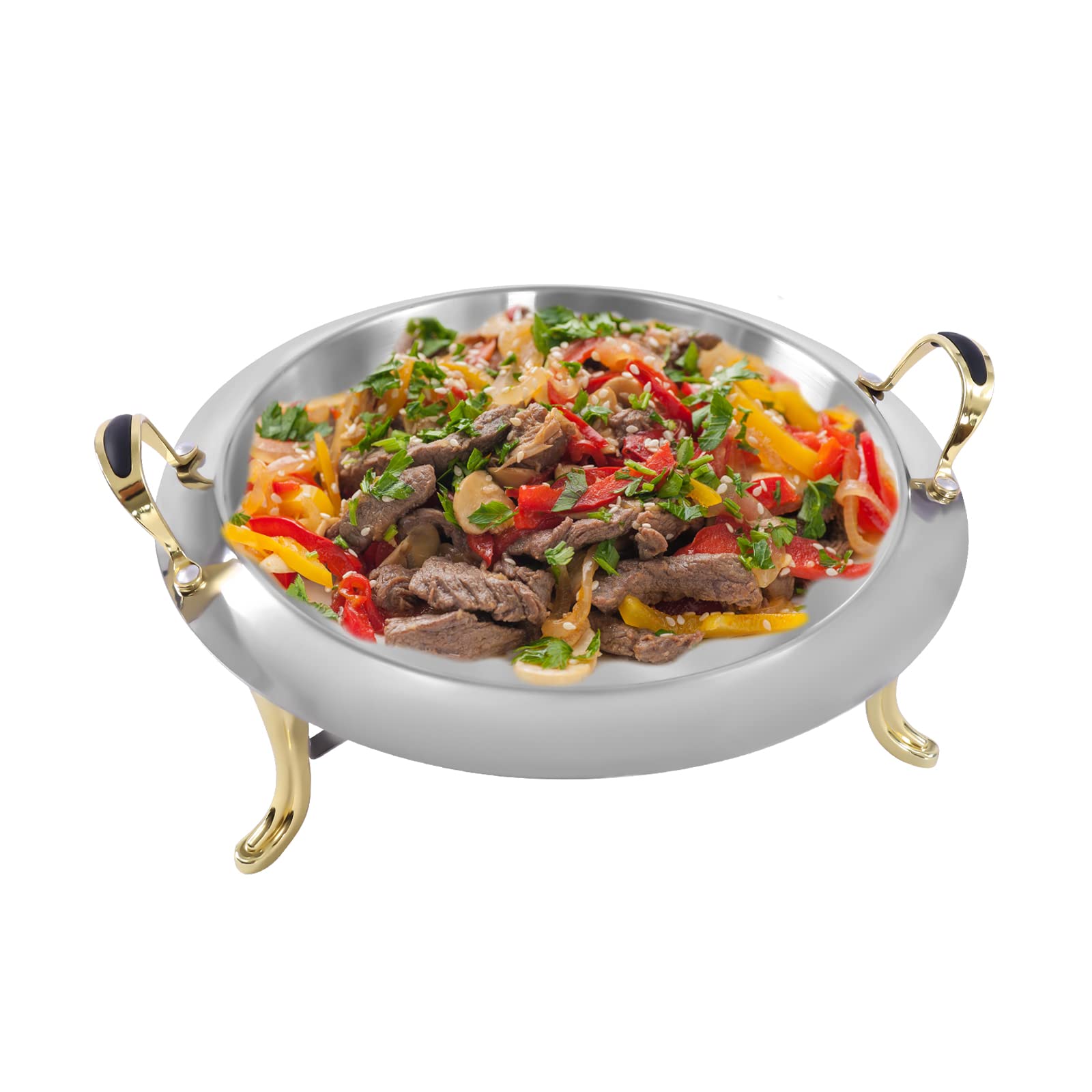 NATICRISI Stainless Steel Chafing Dish Buffet Set,3.17QT Round Food Warming Tray with Glass Lid & Lid Holder Buffet Warmers for Parties, Events, Wedding, Camping, Dinner
