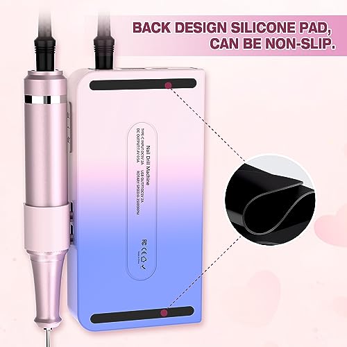 Professional Nail Drill Machine,Electric Acrylic Gel Nails Kit Portable E File 35000RPM Rechargeable Manicure Pedicure Polishing Shape Tools for Home and Salon (UV-501(Multicolor))