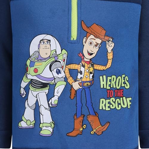 Disney Toy Story Boys Half Zip Up Hoodie for Toddler and Little Kids – Blue/Navy