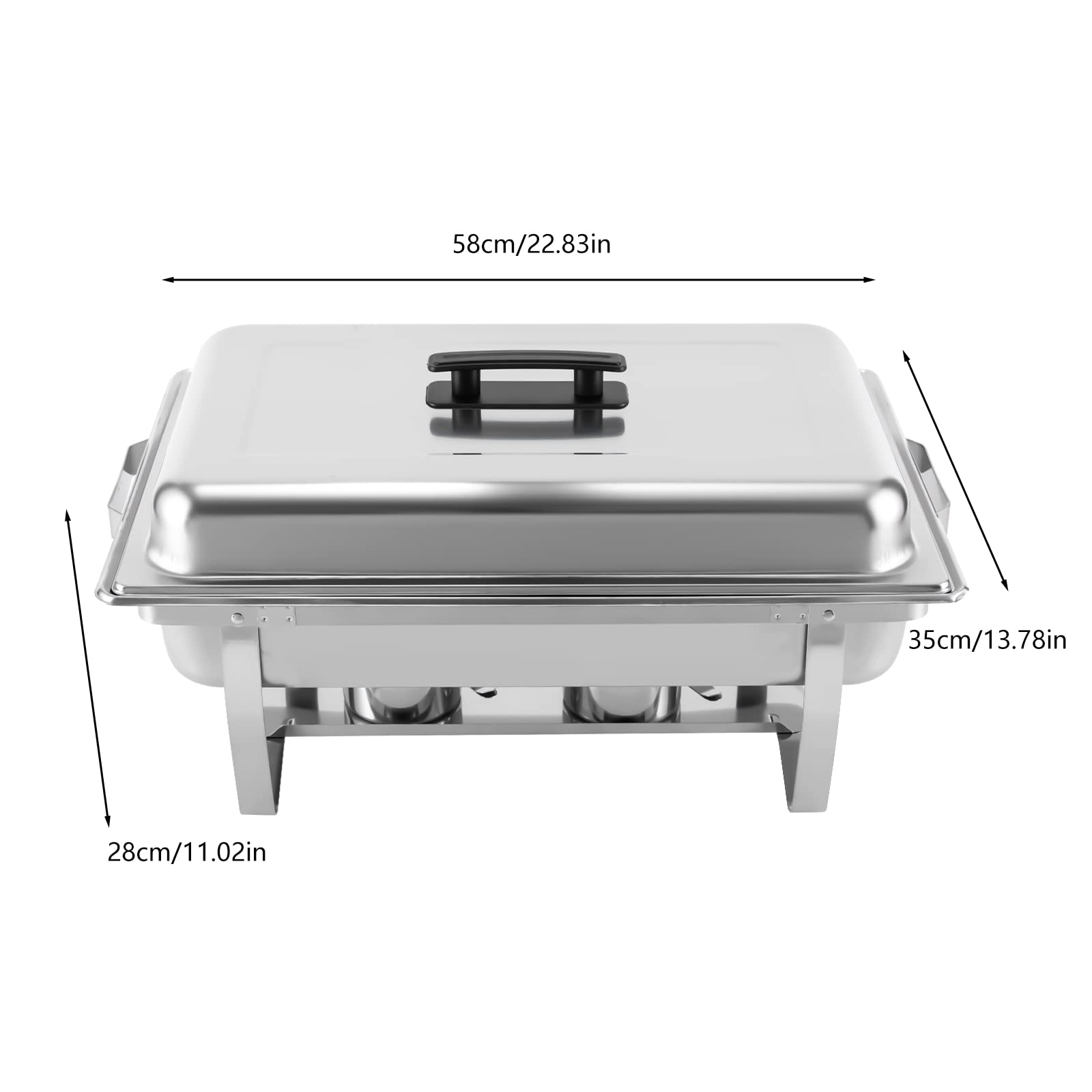 LOYALHEARTDY Chafing Dish Buffet Set, 9.51 Qt Chafer Complete Set Food Warmer Pan with Foldable Frame Water Trays Food Pan Fuel Holder and Lid Buffet Servers and Warmers for Parties, Wedding, Events