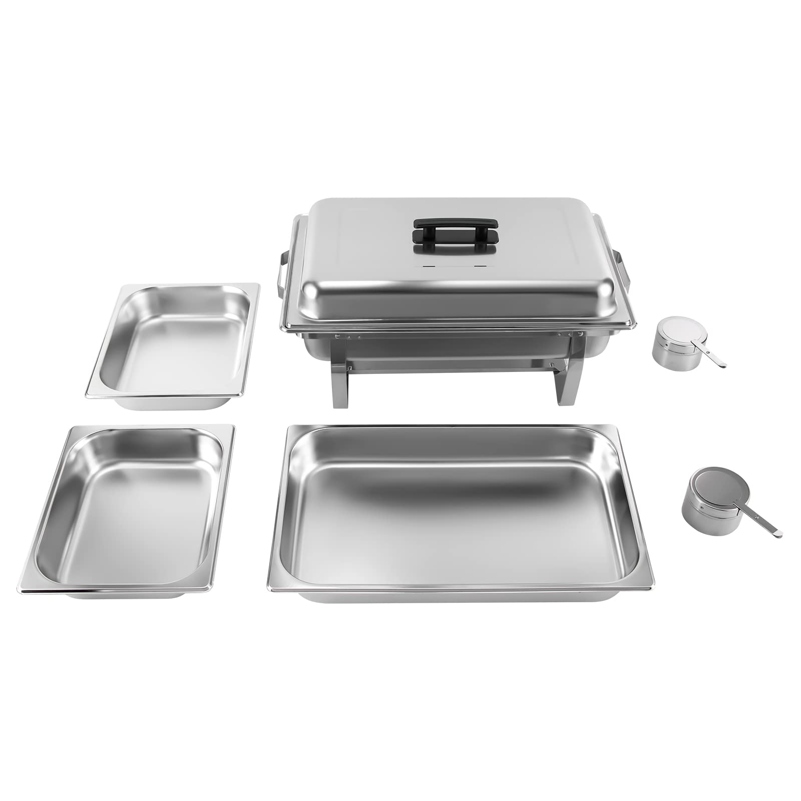 LOYALHEARTDY Chafing Dish Buffet Set, 9.51 Qt Chafer Complete Set Food Warmer Pan with Foldable Frame Water Trays Food Pan Fuel Holder and Lid Buffet Servers and Warmers for Parties, Wedding, Events