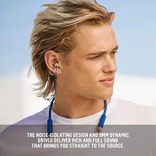 House of Marley Smile Jamaica Wireless: Wireless Neckband Earphones with Microphone, Bluetooth Connectivity, 8 Hours of Playtime, and Sustainable Materials (Denim)