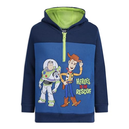 Disney Toy Story Boys Half Zip Up Hoodie for Toddler and Little Kids – Blue/Navy