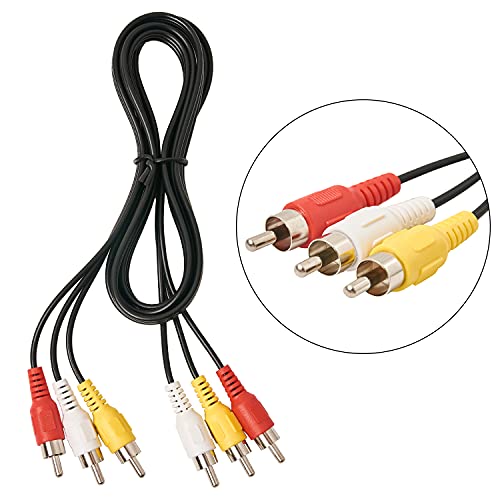 3 RCA Cable Audio Video Composite Cable, 5 ft RCA 3-Male to 3-Male, for TV, VCR, DVD, Satellite, and Home Theater Receivers