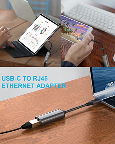 OQTIQ USB C to Ethernet Adapter, USB-C to RJ45 Thunderbolt 3/Type C Gigabit Ethernet LAN Network Adapter, Compatible with MacBook Pro 2020/2019/2018/2017, MacBook Air, iPad Pro, XPS and More