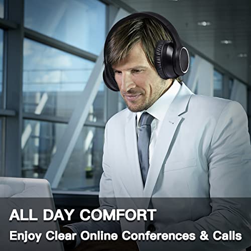 Olyre Active Noise Cancelling Headphones Wireless Over Ear Bluetooth Headset with Mic, 30H Playtime Stereo Earphones with Soft Protein Earmuffs for Travel Home Office Tablet PC
