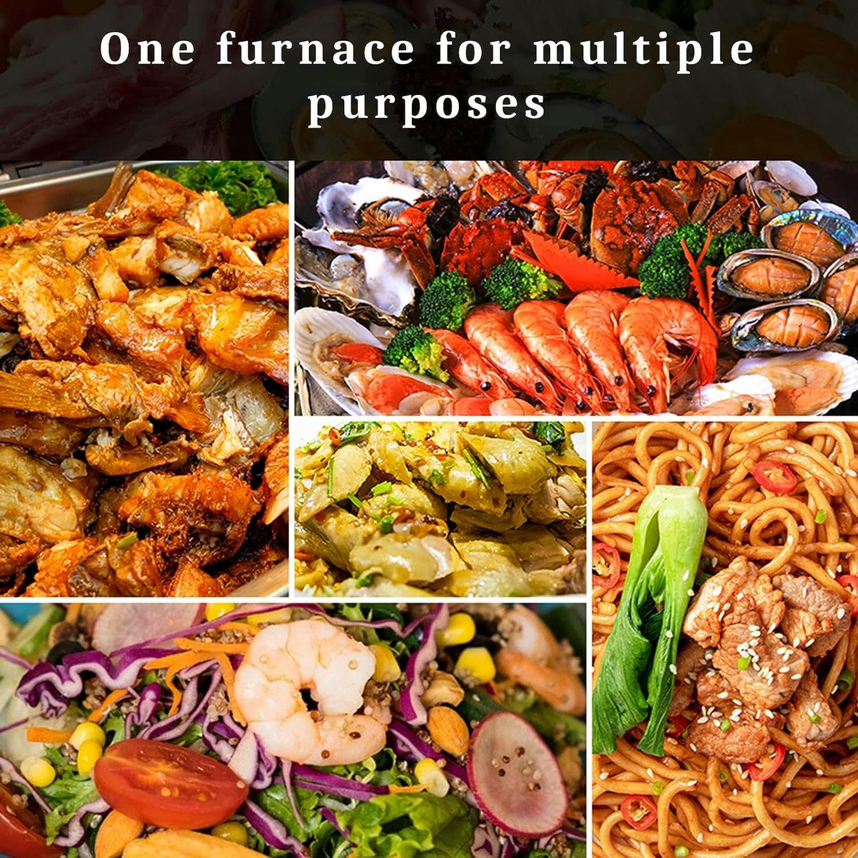 FLTRGO Red Bronze Chafing Dish, Round Buffet Server Trays with Glass Lids and Alcohol Furnace, for Kitchen Buffet Dining Party Wedding Banquet