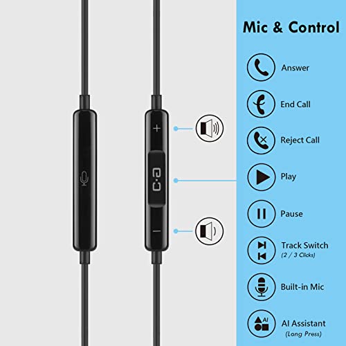2 Packs of USB C Headphones, Type C Earbuds with Mic for Galaxy S22 Ultra Plus S21 S20, Pixel 6, OnePlus 10 Pro, iPad Pro Air Mini, USB-A to USB-C Adapter for Laptop Computer Use, White + Black
