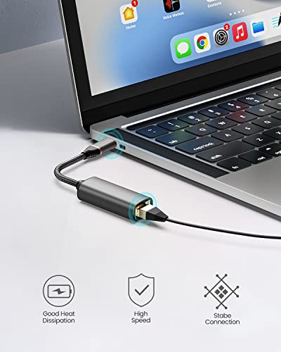 OQTIQ USB C to Ethernet Adapter, USB-C to RJ45 Thunderbolt 3/Type C Gigabit Ethernet LAN Network Adapter, Compatible with MacBook Pro 2020/2019/2018/2017, MacBook Air, iPad Pro, XPS and More