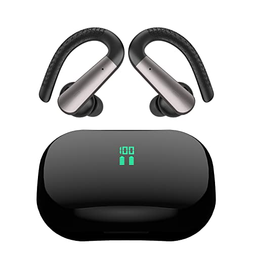 CAIMOSHY Wireless Earbuds, Sports Bluetooth Headphones with Earhooks, 4-Mics Clear Call,60Hrs Playtime,IPX7 Waterproof,LED Display,Support Low Latency Mode, for Sports Running Workout Gaming