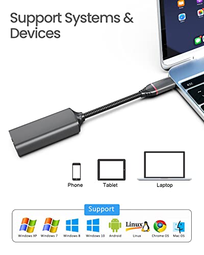 OQTIQ USB C to Ethernet Adapter, USB-C to RJ45 Thunderbolt 3/Type C Gigabit Ethernet LAN Network Adapter, Compatible with MacBook Pro 2020/2019/2018/2017, MacBook Air, iPad Pro, XPS and More