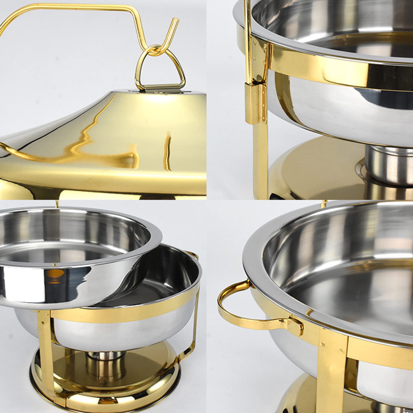 ZHIRCEKE Stainless Steel Chafing Dish Buffet Set, Buffet Servers and Food Warmers with Hanger, Water Trays & Food Pans for Parties Buffets,Gold,9L
