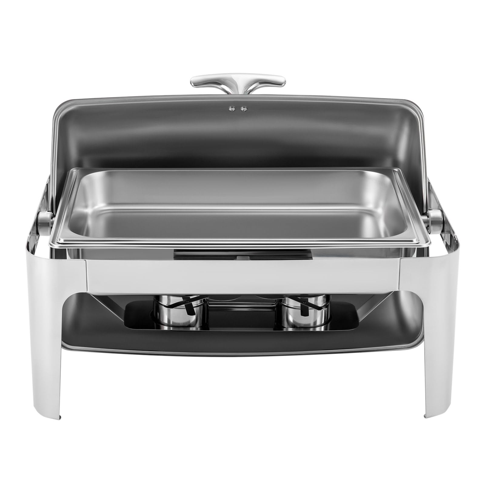 Roll Top Chafing Dish Buffet Set, 9.5 Qt Stainless Steel Rectangular Chafer Set with 2 Fuel Cans Warming Tray for Wedding, Parties, Banquet, Catering Events, Graduation