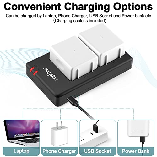 Upgraded 2-Pack 4950mAh Replacement Batteries with Charger Compatible with Arlo Pro 4/Pro 3/Ultra/Ultra 2 Wireless Security Cameras, Rechargeable 3.85V Long-Lasting Battery Life and Easy to Install