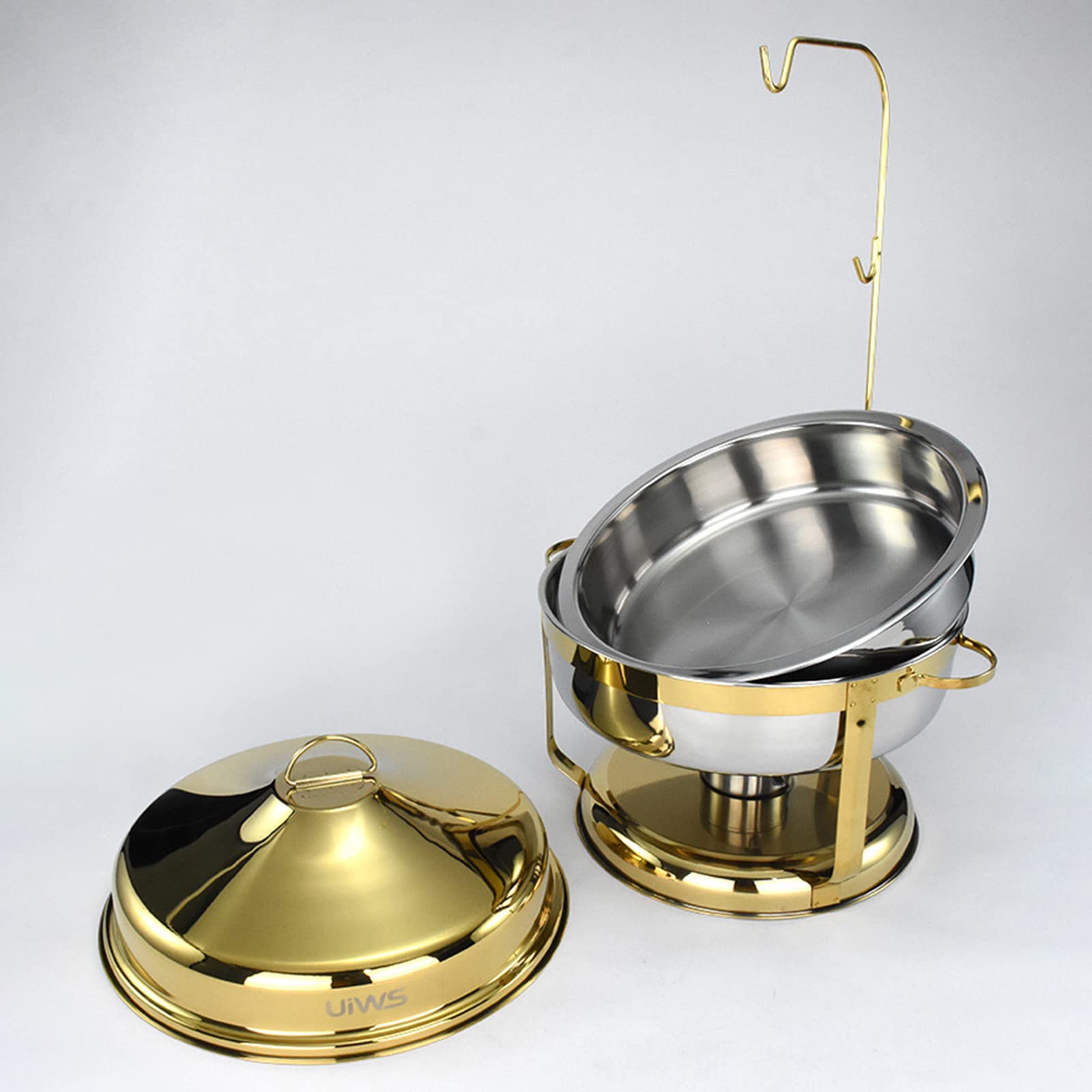 ZHIRCEKE Stainless Steel Chafing Dish Buffet Set, Buffet Servers and Food Warmers with Hanger, Water Trays & Food Pans for Parties Buffets,Gold,9L