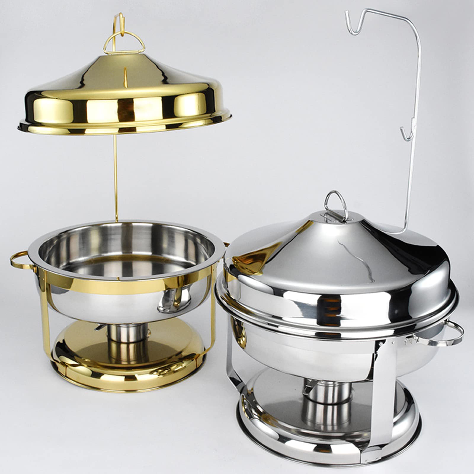 ZHIRCEKE Stainless Steel Chafing Dish Buffet Set, Buffet Servers and Food Warmers with Hanger, Water Trays & Food Pans for Parties Buffets,Gold,9L