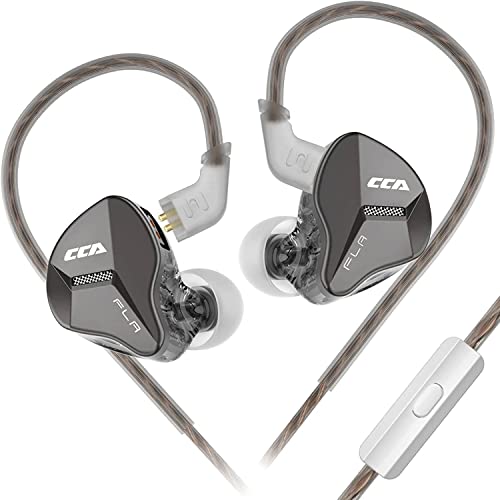erjigo in-Ear Monitors, CCA FLA HiFi Stereo Stage/Studio IEM Wired Noise Isolating Sport Earphones/Earbuds/Headphones with Detachable Cable for Musician Audiophile (Black, with Microphone)