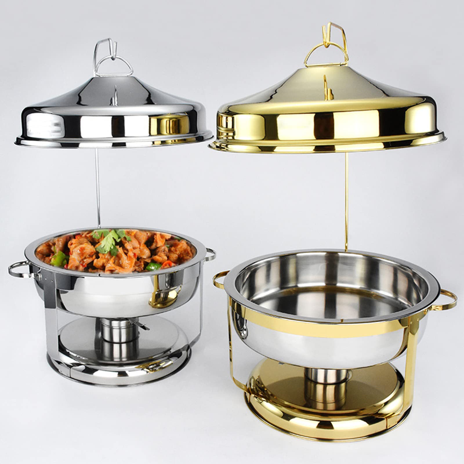 ZHIRCEKE Stainless Steel Chafing Dish Buffet Set, Buffet Servers and Food Warmers with Hanger, Water Trays & Food Pans for Parties Buffets,Gold,9L