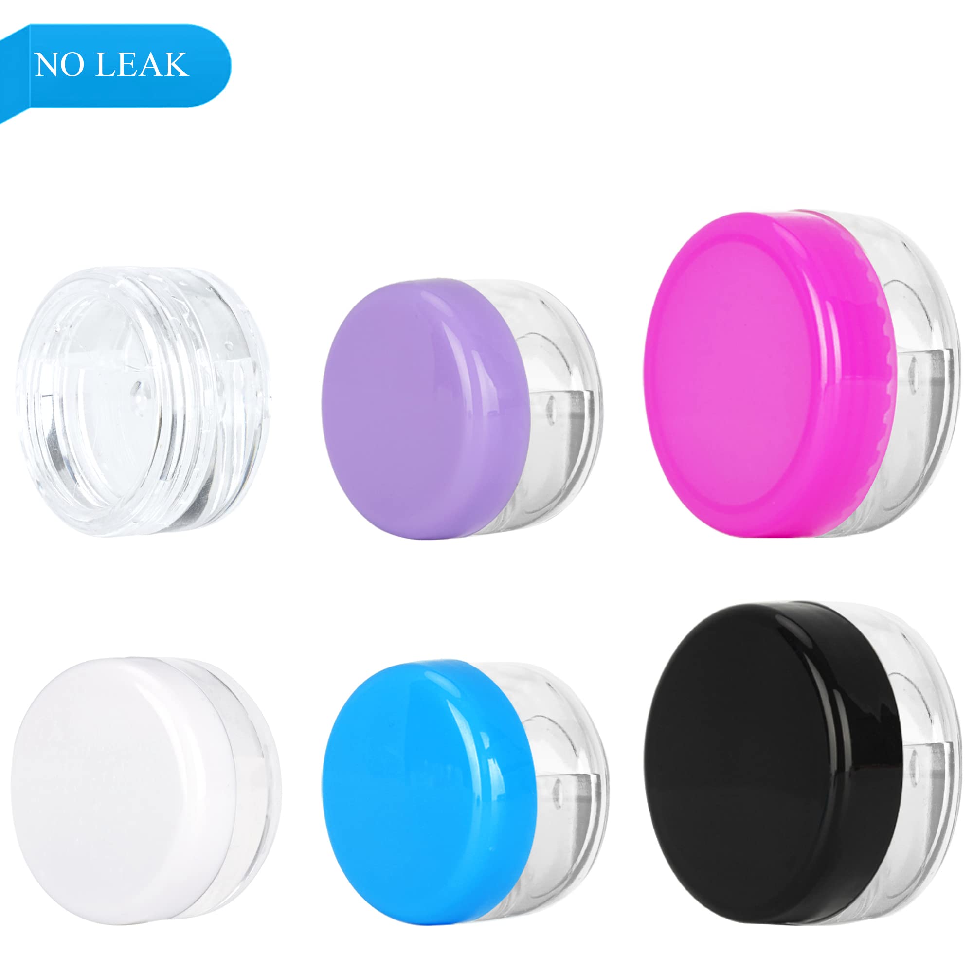 50PCS 3 Gram Sample Containers, 3ml Empty Jars with Lids, Small Cosmetic Containers, Mini Sample Jars with 4PCS Mini Spatulas for Make Up, Oils, Lotion, Powder, Paint, Jewelry, Lip Balms(Blue Lid)