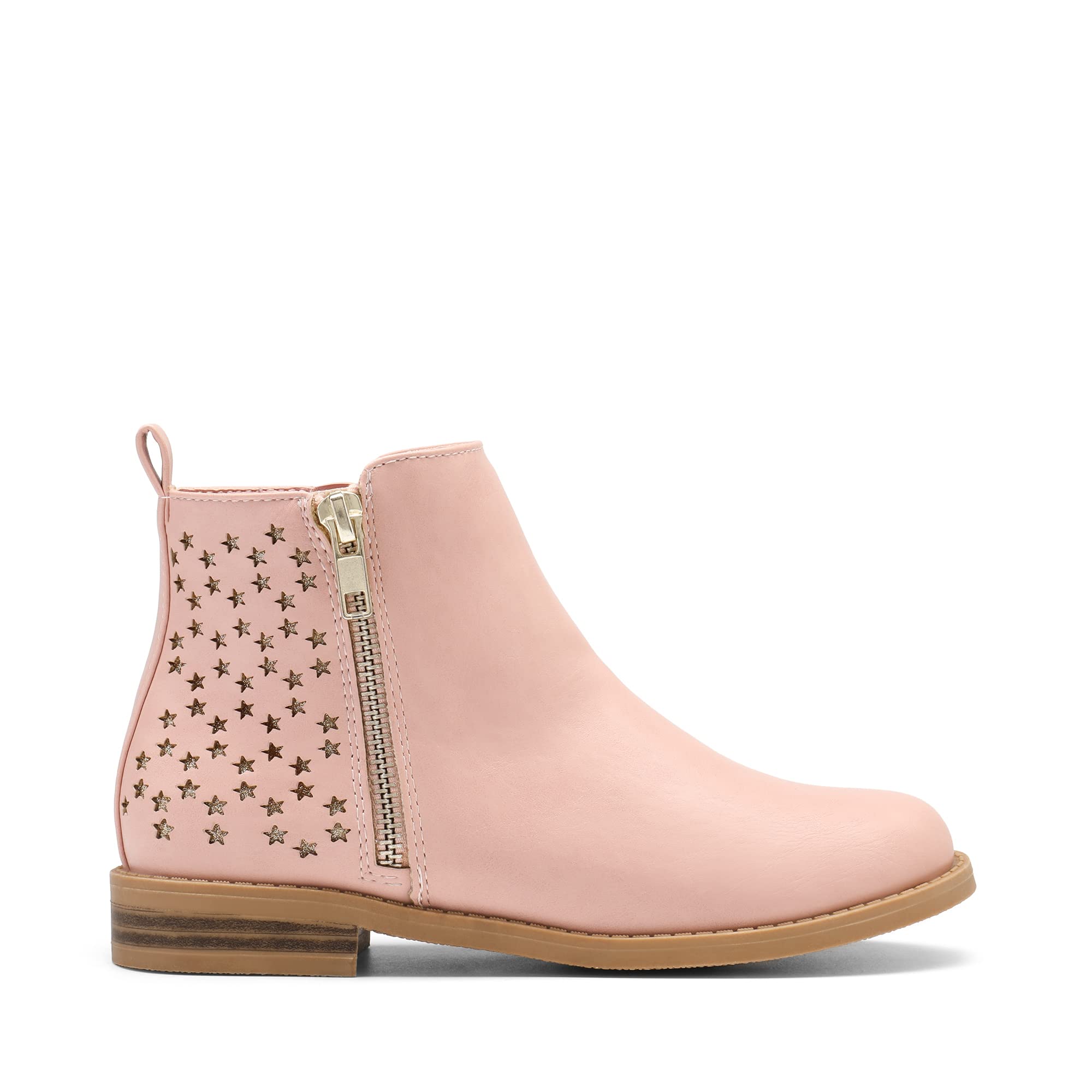 DREAM PAIRS Girls Side Zipper Low Heels Ankle Boots Size 2 Little Kid Pink SDBO2221K