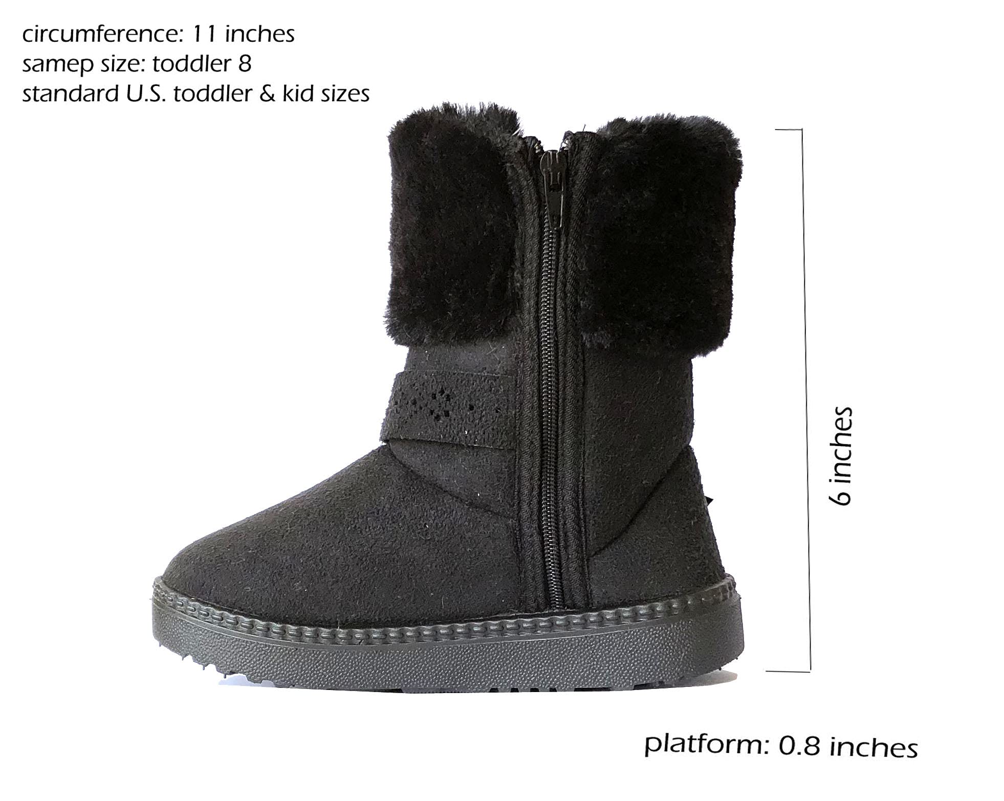 REDVOLUTION Kids Boots Toddler Girls Cute 2 Buttons || Rhinestone Faux Fur Suede Knitting Shoe (Toddler 5, 365 black)