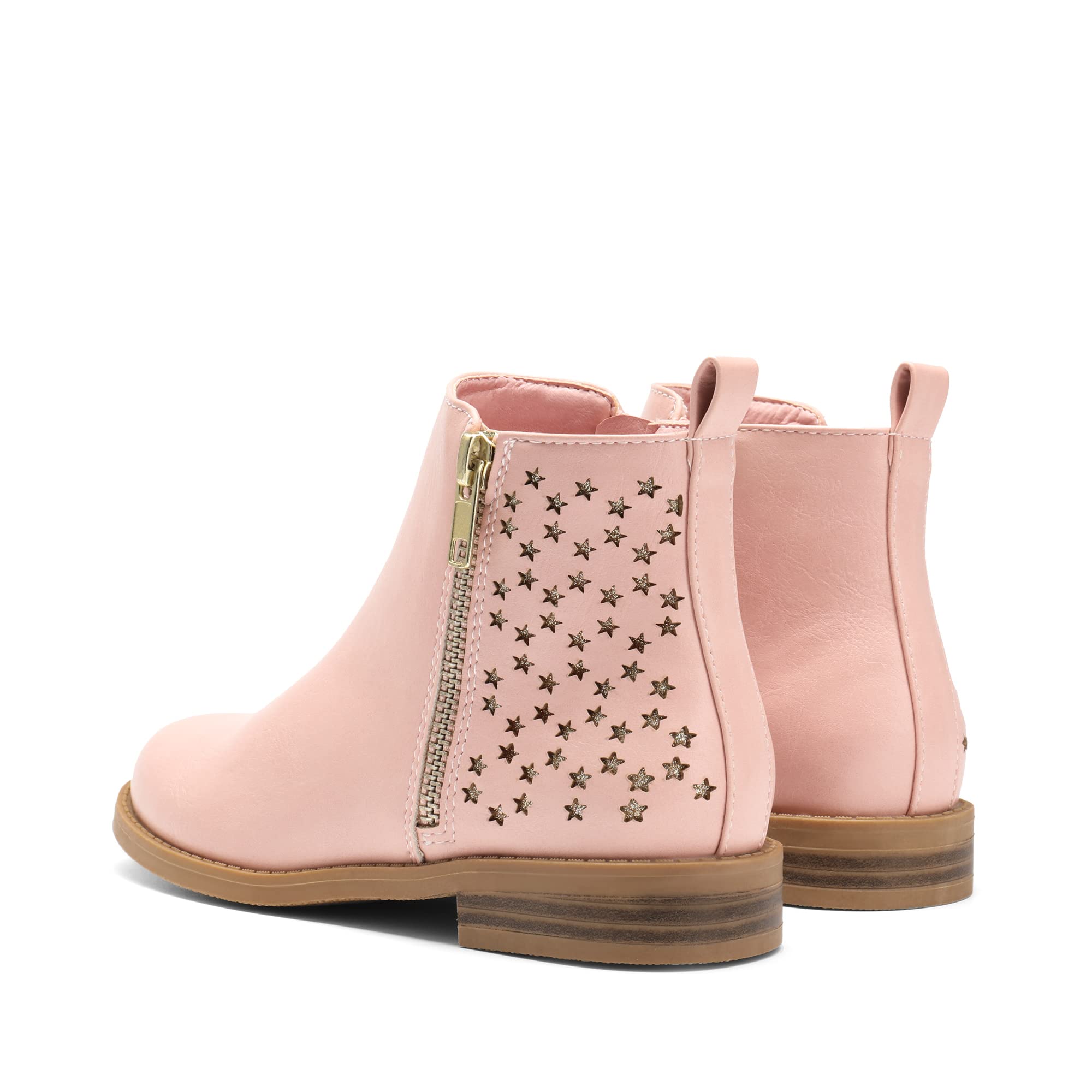DREAM PAIRS Girls Side Zipper Low Heels Ankle Boots Size 2 Little Kid Pink SDBO2221K