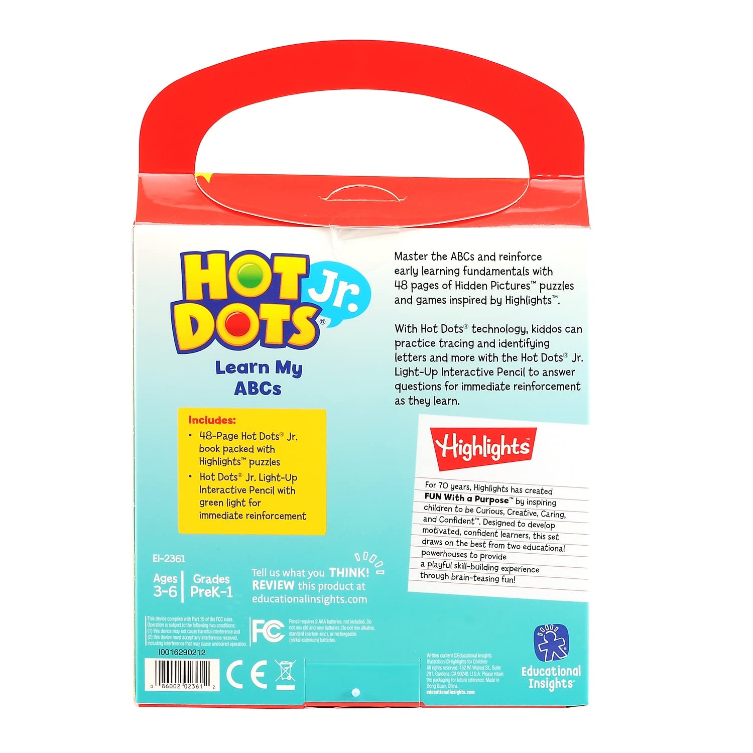 Educational Insights Hot Dots Jr. Learn My ABCs with Highlights: Homeschool Learning Workbooks, 48 Early Learning Lessons, Interactive Pen Included, Ages 3+