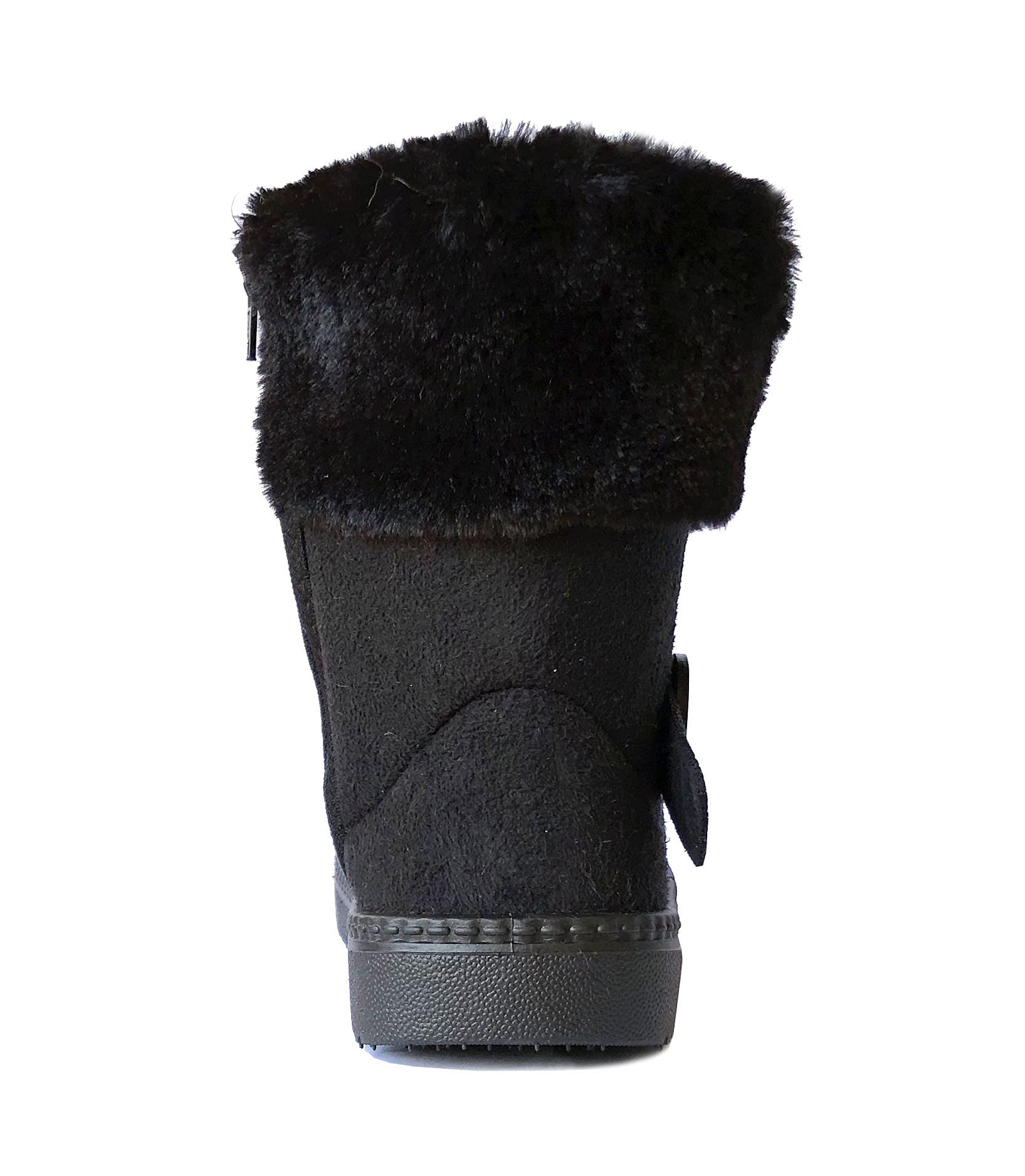 REDVOLUTION Kids Boots Toddler Girls Cute 2 Buttons || Rhinestone Faux Fur Suede Knitting Shoe (Toddler 5, 365 black)