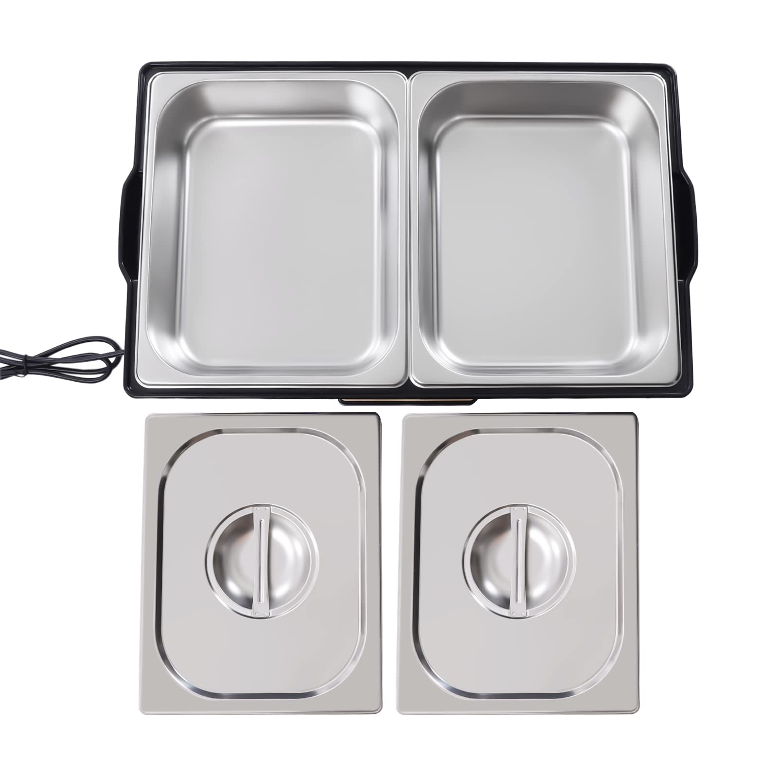 9L Electric Chafing Dish Buffet Stainless Steel Warmers Trays Server Chafer Digital Display for Catering(Black)