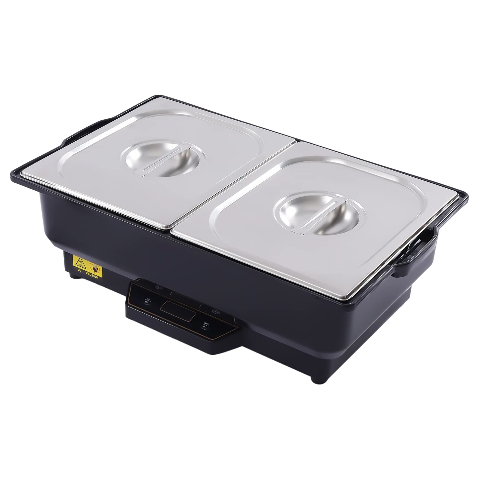 9L Electric Chafing Dish Buffet Stainless Steel Warmers Trays Server Chafer Digital Display for Catering(Black)