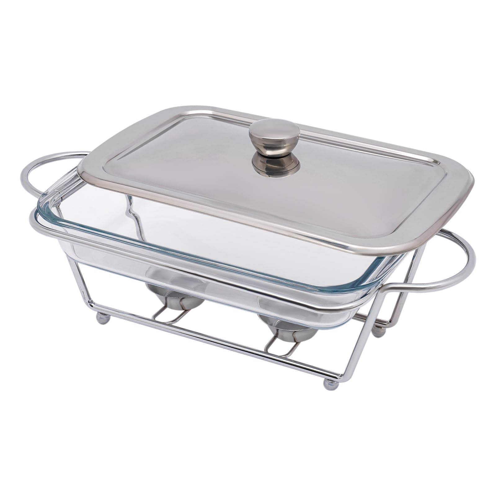 Chafing Dish Buffet Set Warming Tray with Lid Stainless Steel Buffet Server and Oven Safe Glass Warming Tray for Parties Buffets