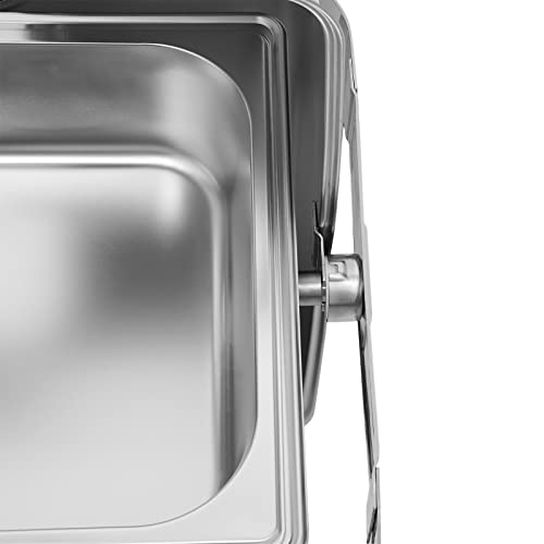 13.5L Visible Window Buffet Chafing Dish Set, Stainless Steel Commercial Chafer Roll Top Food Warmer Warming Tray with Lid Ideal for Parties, Wedding, Festival Gathering (2 Tiers)