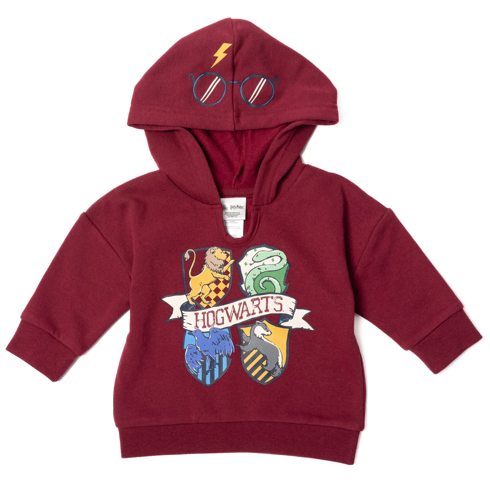 Harry Potter Infant Baby Boys Fleece Pullover Hoodie Bodysuit and Pants 3 Piece Outfit Set Maroon 12 Months