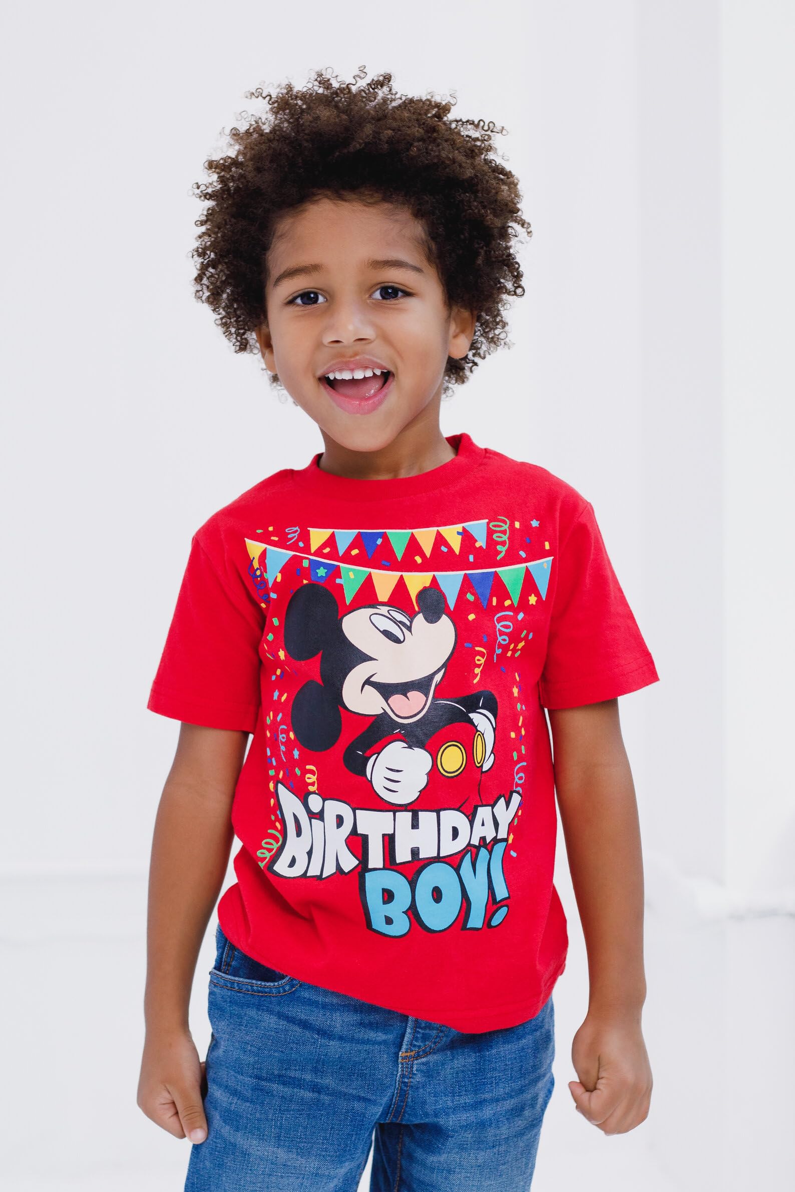 Disney Mickey Mouse Birthday Little Boys Graphic T-Shirt Mickey Red 7-8