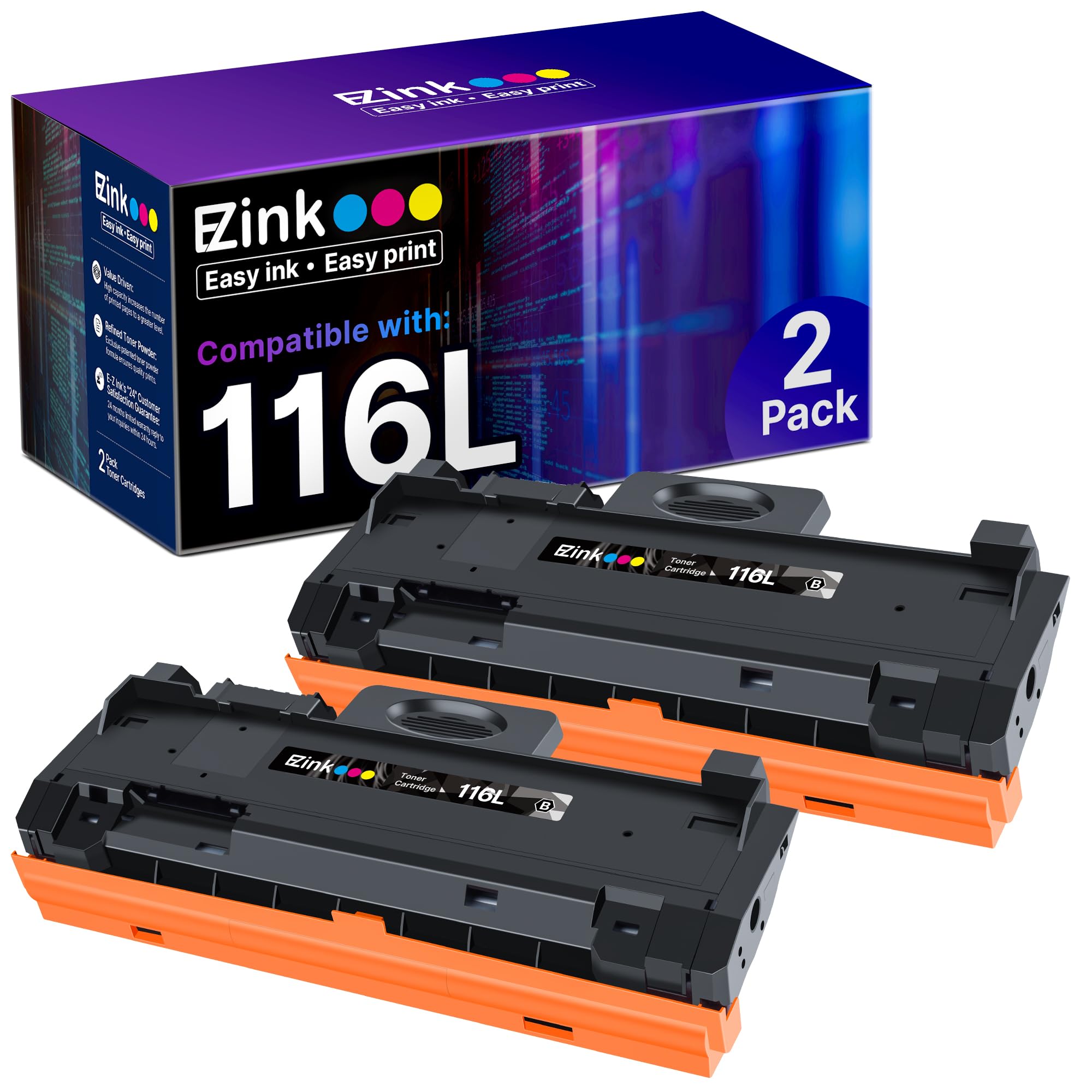 E-Z Ink (TM) Compatible Toner Cartridge Replacement for Samsung 116L MLTD116L D116L MLT D116L to use with SL-M2625D SL-M2825DW SL-M2835DW (2 Black)