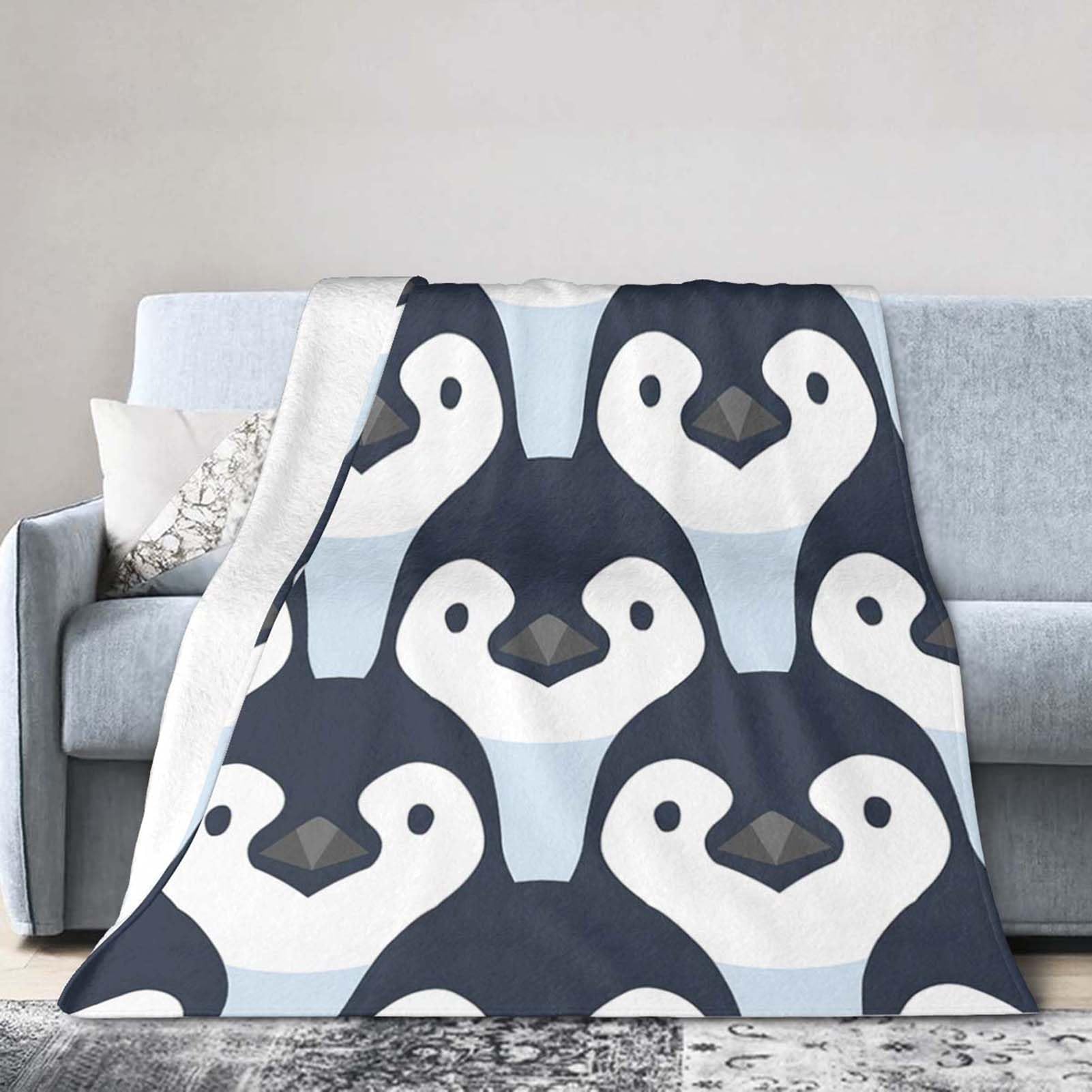 Throw Blanket 60x80 Inch,Bird Christmas Penguins Winter Flannel Soft Cozy Fluffy Throw Blankets and Warm Throws for Adults in Couch Sofa Bed 80x60 Inch